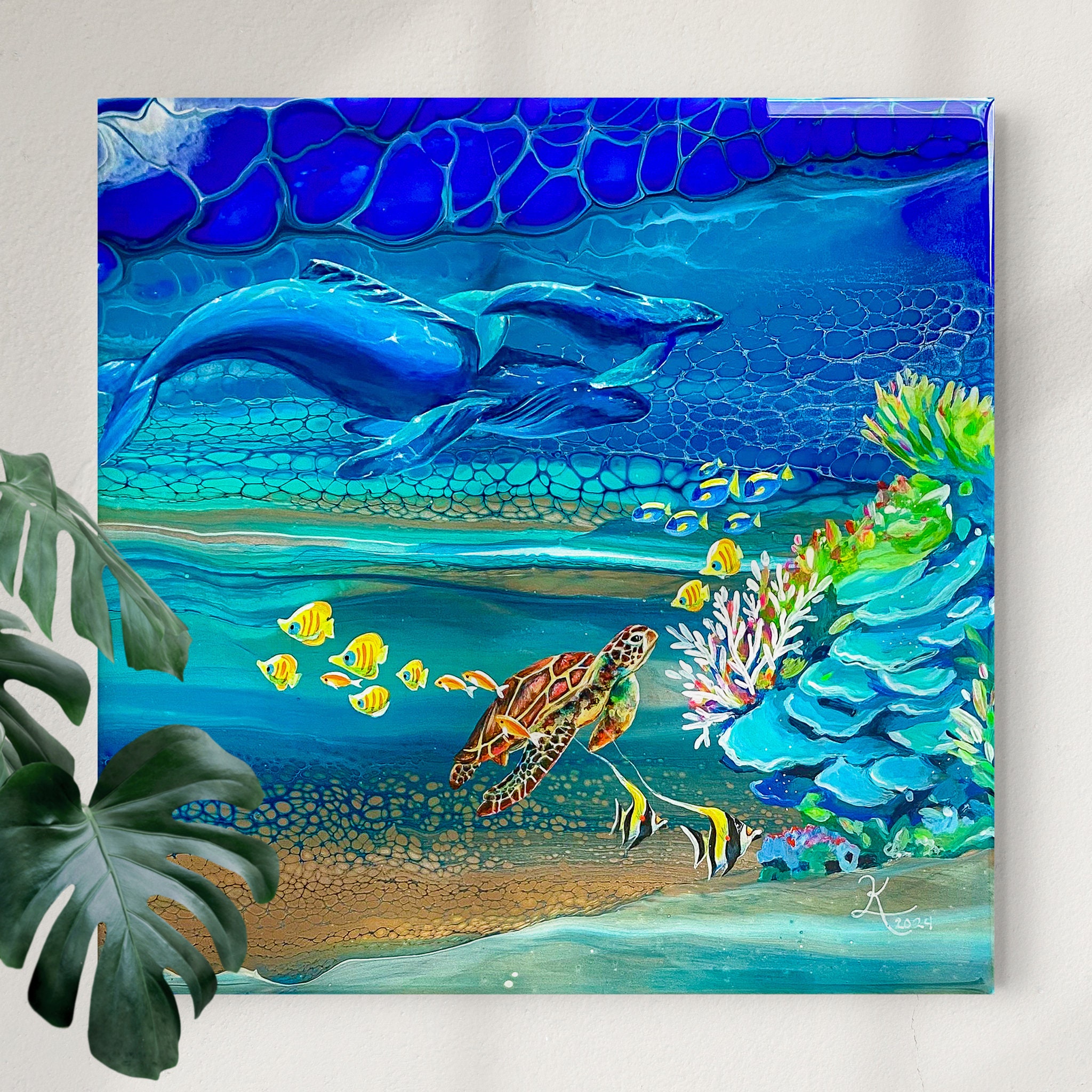 Underwater Ocean Painting, Beach Surf Art, Coral Reef, Sealife Acrylic ...