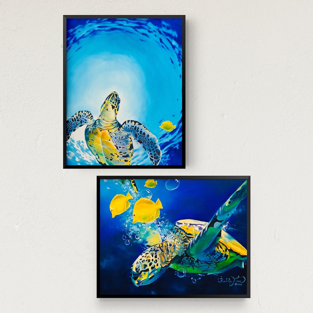 Sea Turtle Canvas Art, Turtle Wall Art, Original Acrylic Painting, Honu ...
