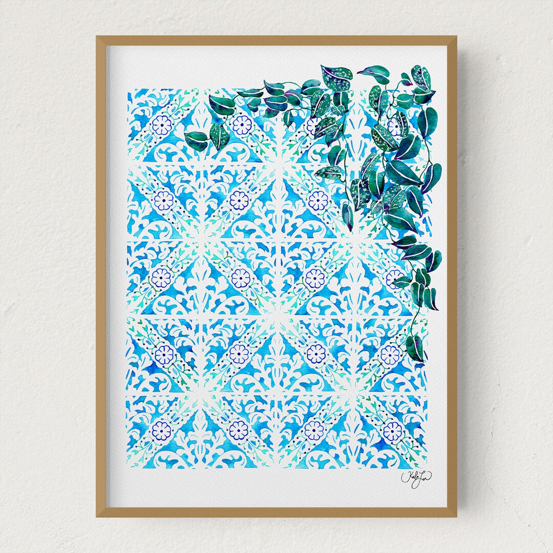 Moroccan Tile Art Print, Blue Moroccan Wall Art, Moroccan Decor ...