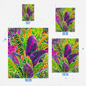 Croton House Plant Art Print, Plant Art, Tropical Croton Plant, Croton ...
