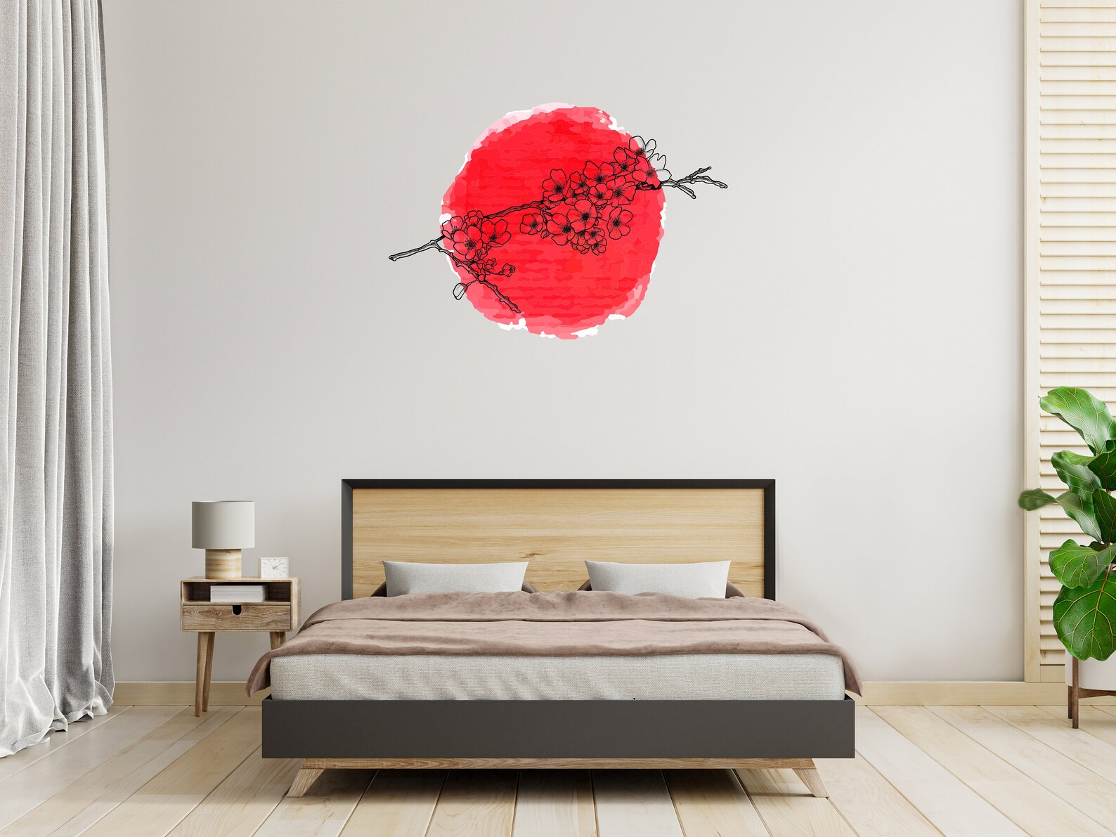 Sakura Sticker Sakura Wall Decal Sun and Sakura Wall Decal - Etsy