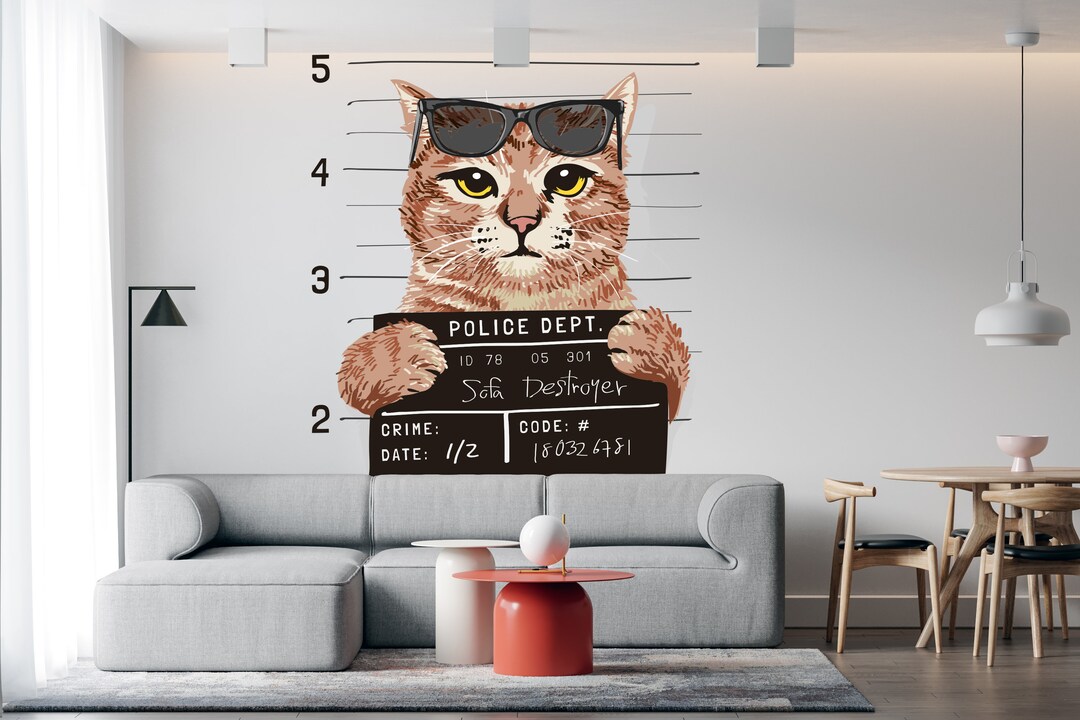 A Cool Cat With Sunglasses Wall Decal CAT Wall Sticker Wall Decor SS ...