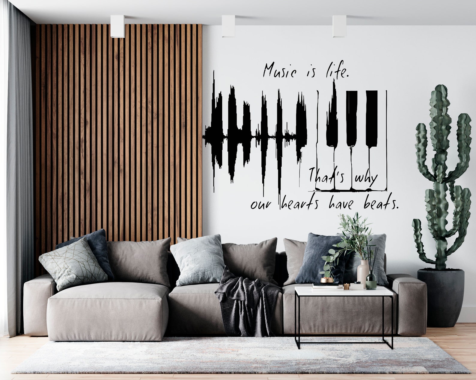 Music is Life Wall Decal Piano Keys Wall Decal Music Notes Wall Sticker ...