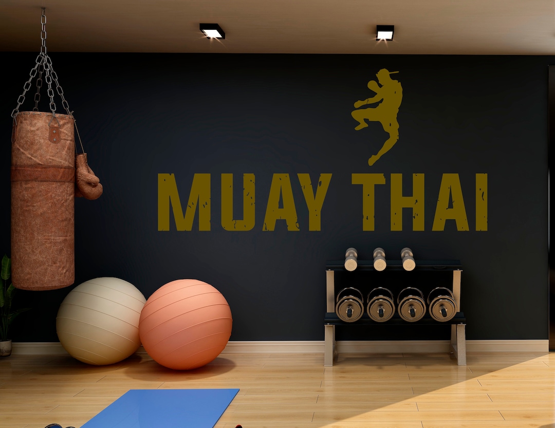 Muay Thai Decal Colored Wall Decal\muay Thai Lettering Wall Decal Muay ...