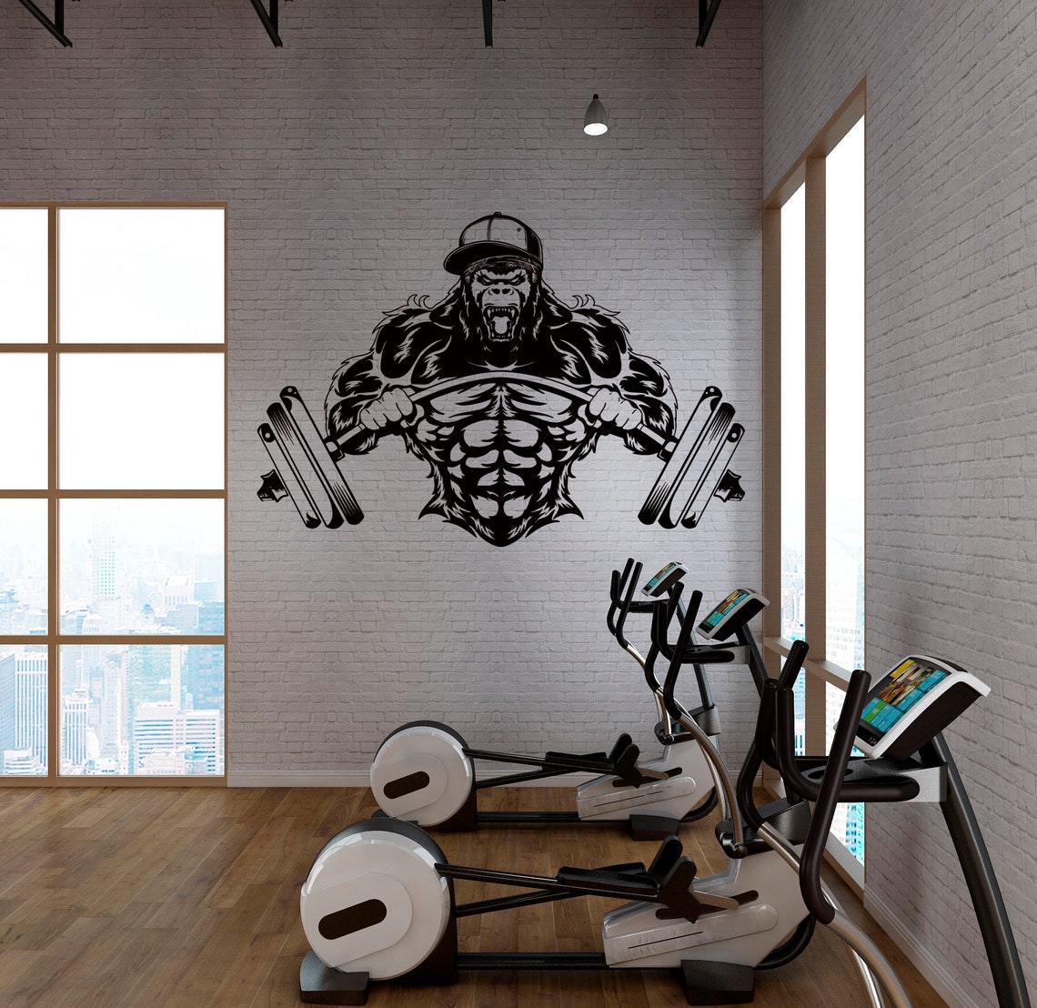 Gorilla Bodybuilder Wall Decal Gorilla With Barbell Wall Decal - Etsy