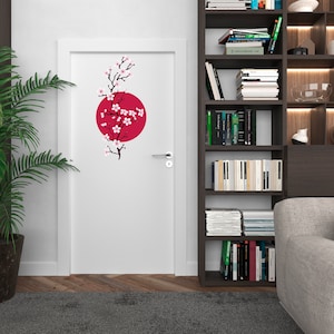 Sakura Sticker, Sakura Wall Decal, Sun and Sakura Wall Decal, Sakura ...