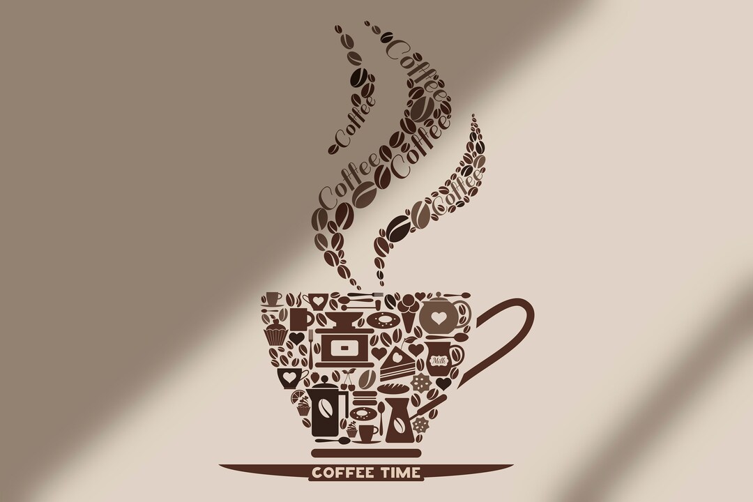 A Cup of Coffee Wall Decal Cafe Wall Sticker Coffee for Window Wall ...