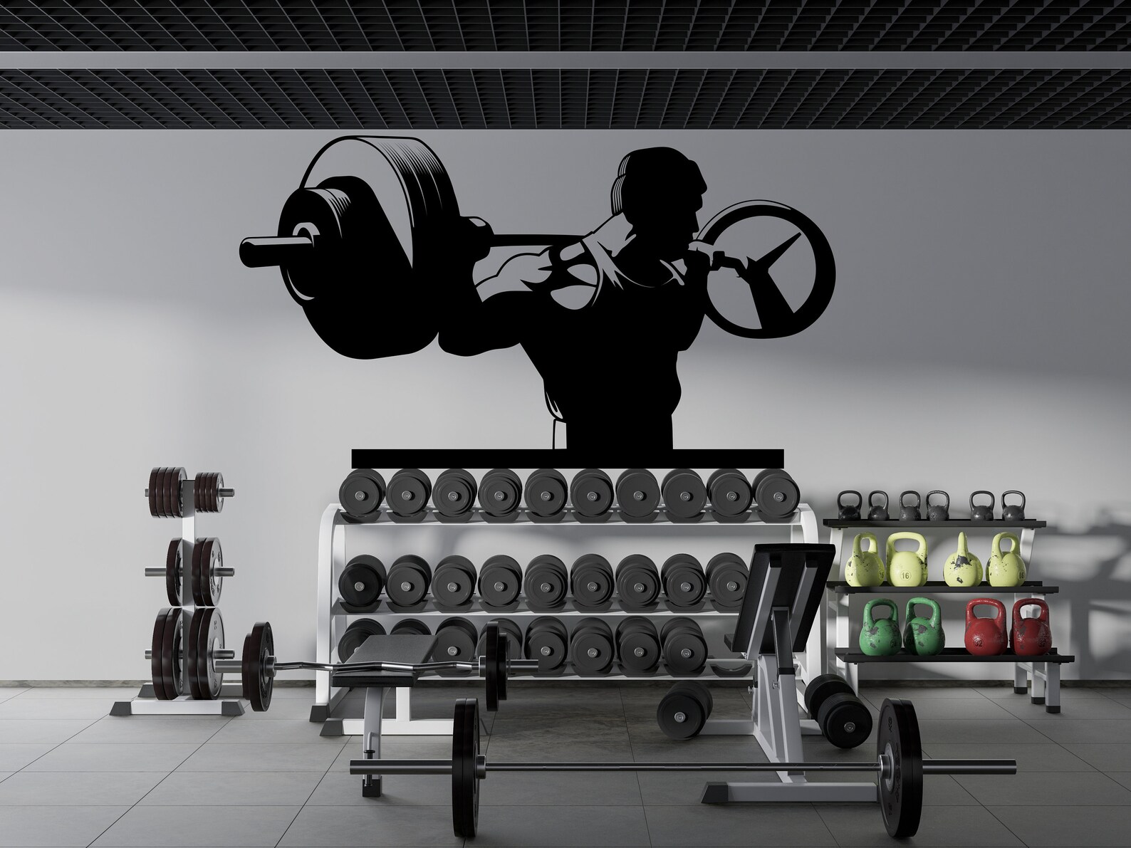 Barbell Athlete Wall Decal Gym Wall Decal Sport Wall Sticker Gym Wall ...