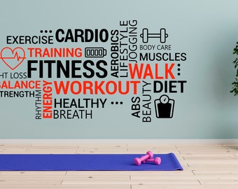 Fitness Motivation Words Wall Decal/fitness Wall Decal/gym Wall Decal ...