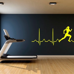 Run Pulse Decal Heartbeat Run Color Wall Decal Gym Wall Decal Sport ...