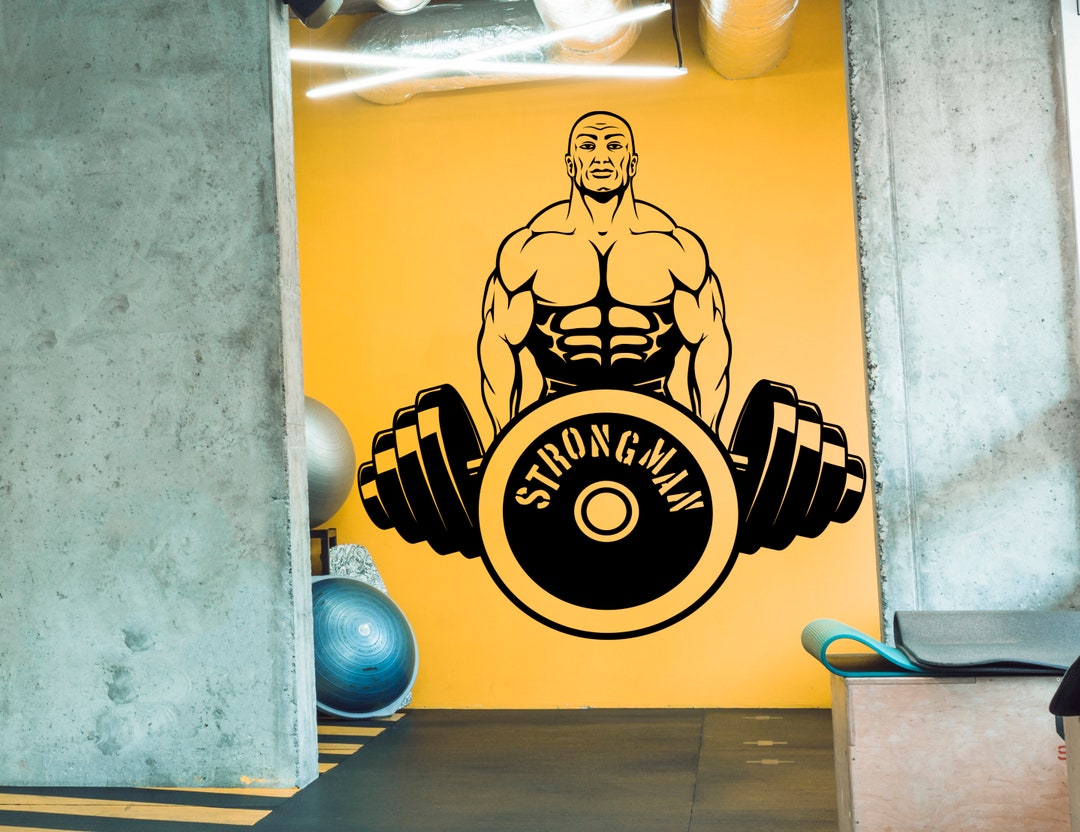 Barbell Athlete Gym Wall Decal Sport Wall Sticker Gym Wall Decor SS ...
