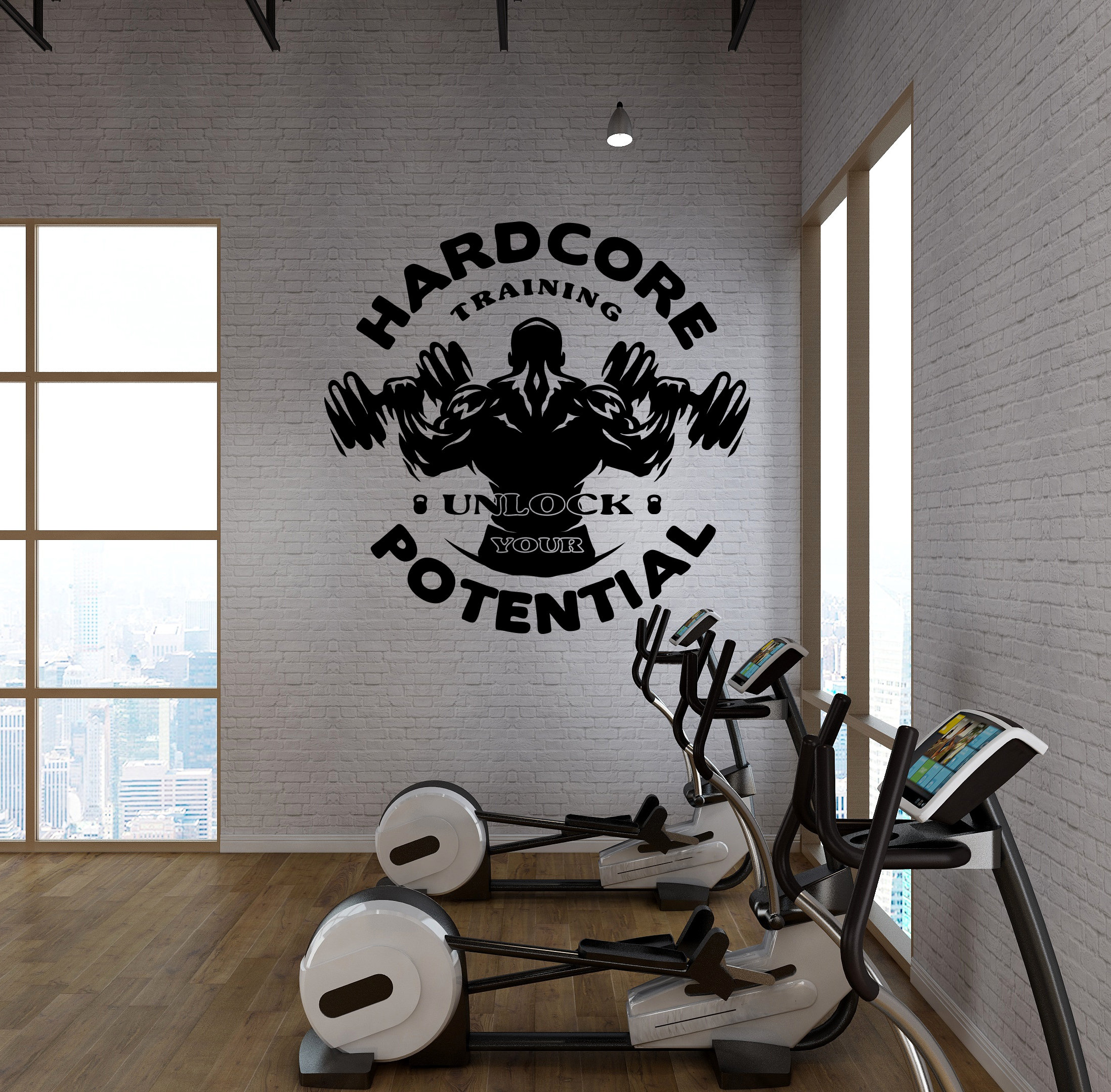 Motivation Quote Wall Decal Bodybuilder Wall Decal Muscle Man Decal Gym ...