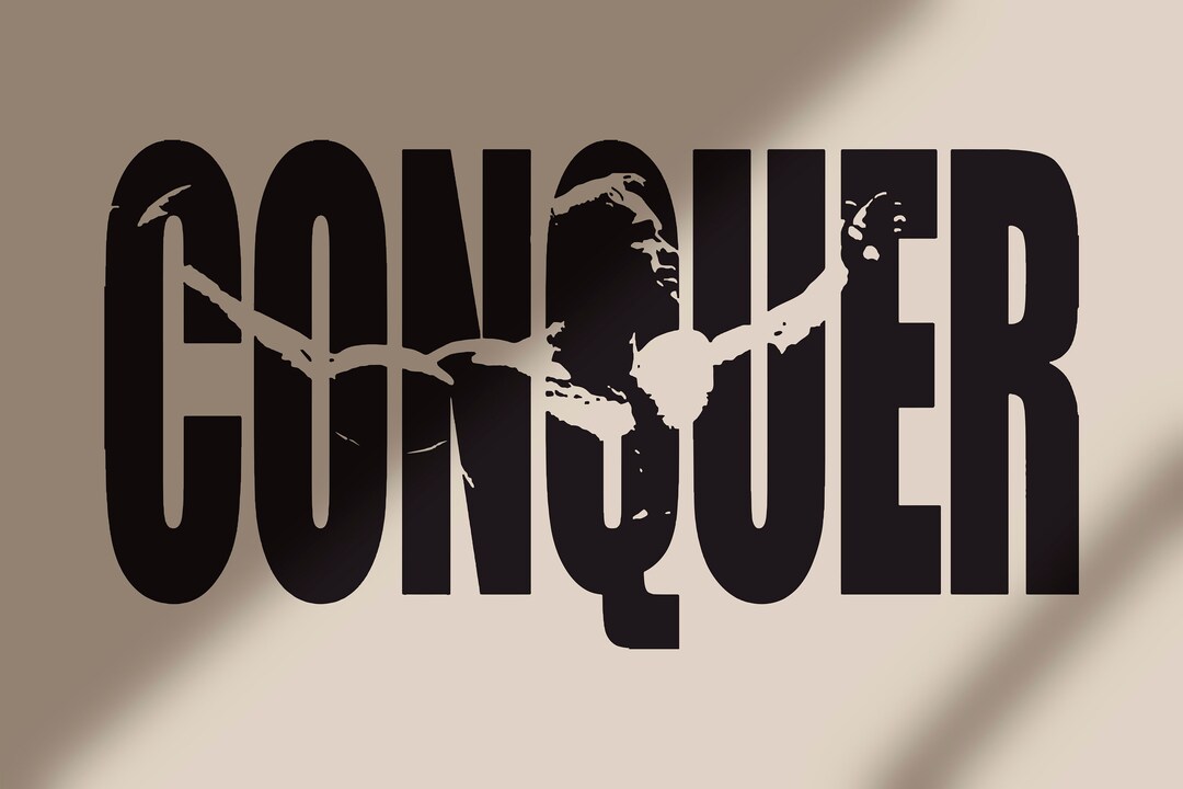 Conquer Wall Decal, Wall Decal Arnold Gym Wall Decal, Body-building ...
