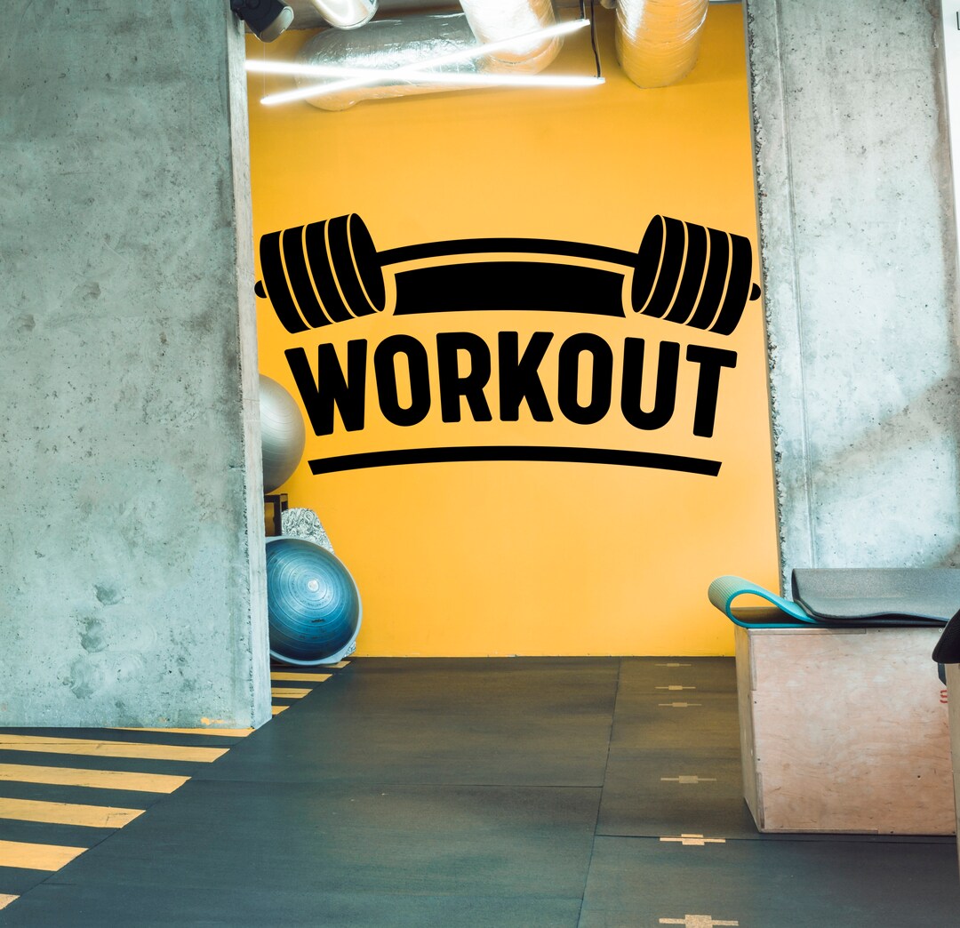 Barbell Decal Workout Wall Decal Gym Wall Decal Sport Wall Sticker Gym ...