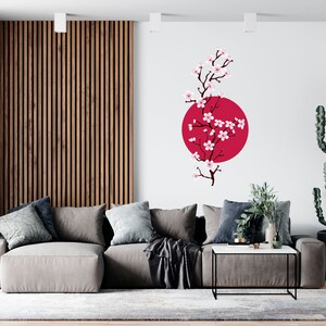 Sakura Sticker, Sakura Wall Decal, Sun and Sakura Wall Decal, Sakura ...