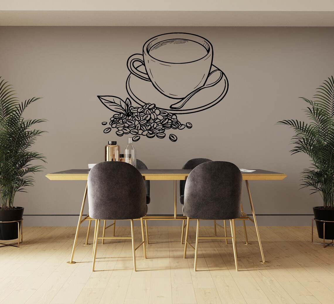 A Cup of Coffee Wall Decal Cafe Wall Sticker Coffee for Window Wall ...