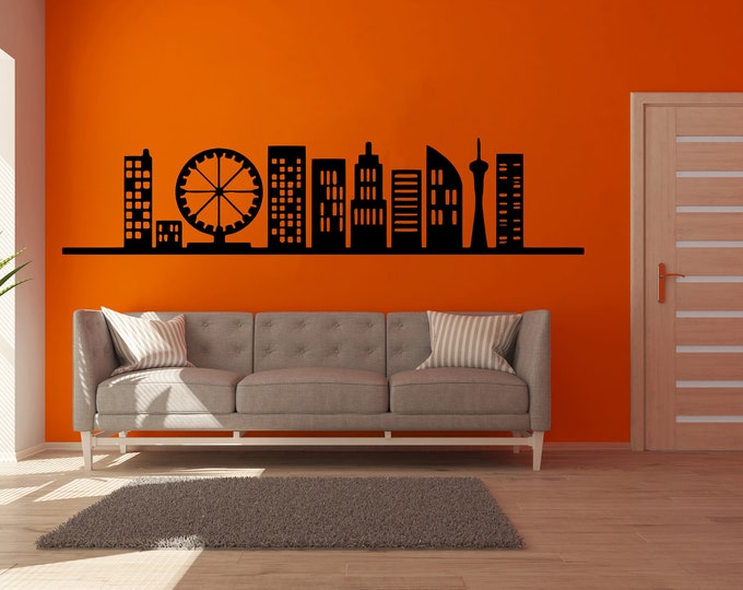 Skyline Wall Decal Skyscraper Wall Decal Sticker City Wall Decal Large ...