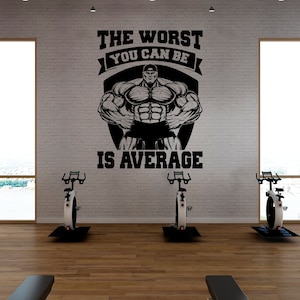 Motivation Quote Wall Decal Bodybuilder Wall Decal Muscle Man Decal Gym ...