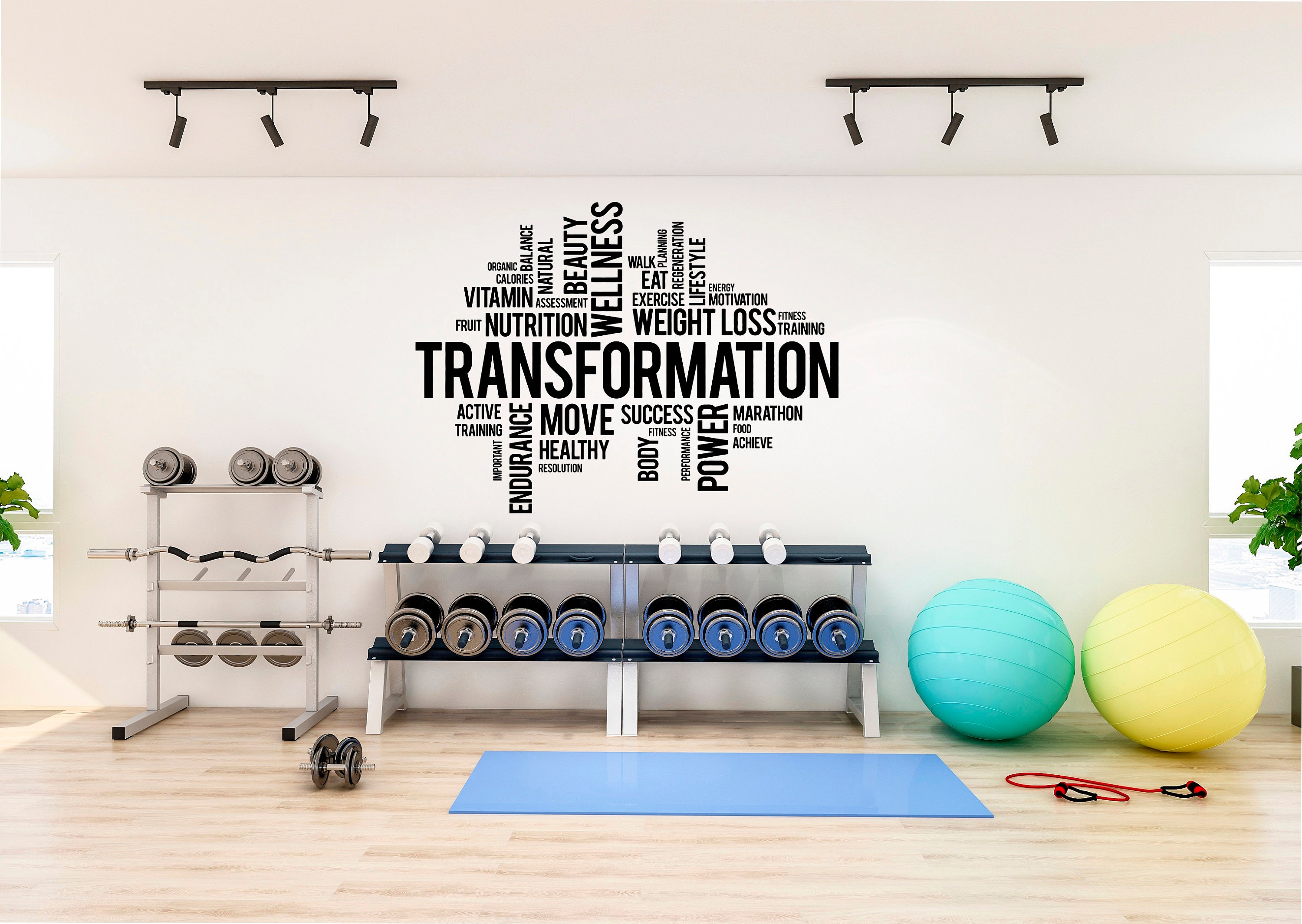 Fitness Motivation Words Wall Decal/transformation Wall - Etsy