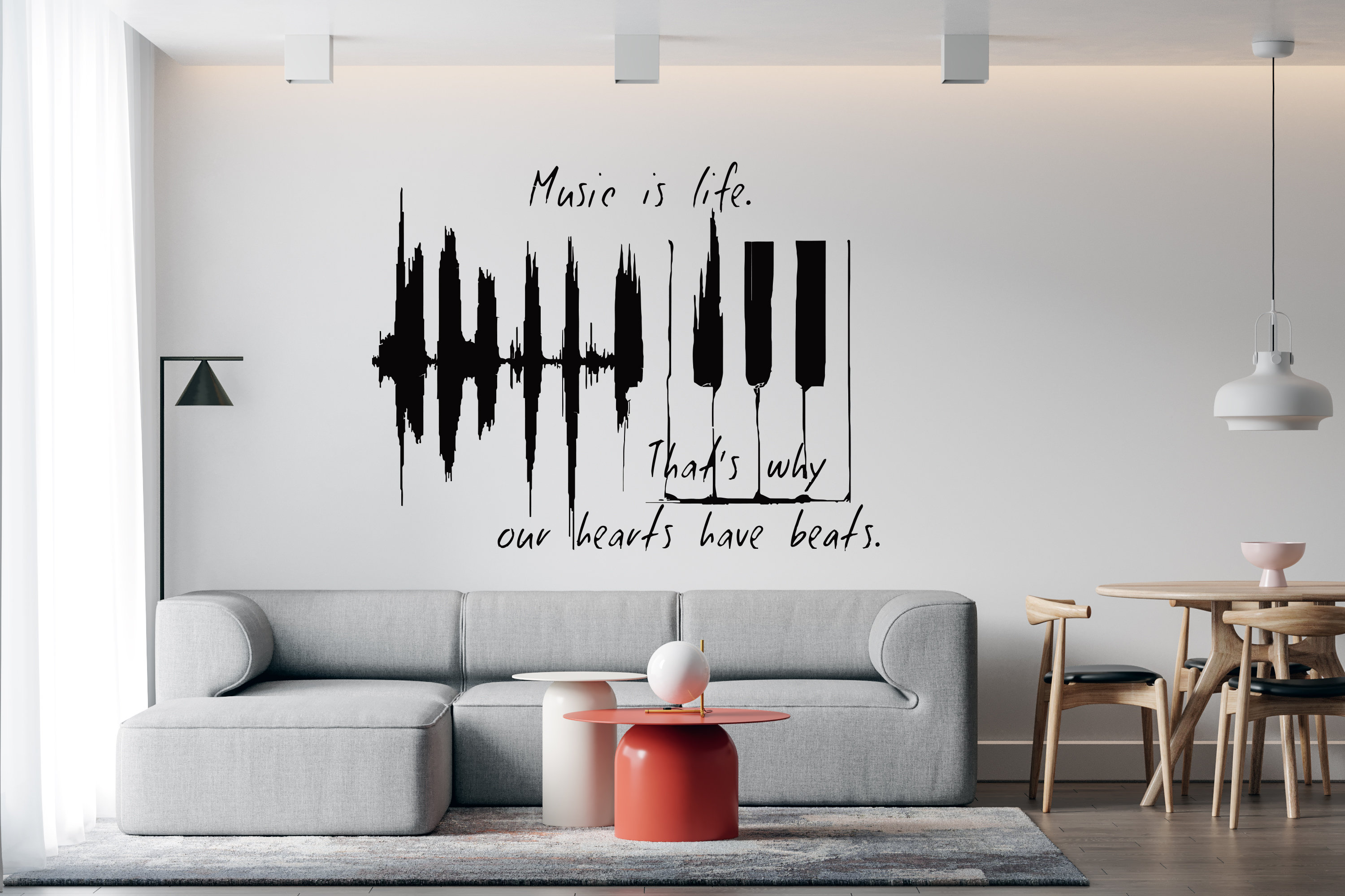 Music is Life Wall Decal Piano Keys Wall Decal Music Notes Wall Sticker ...