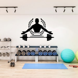 Bodybuilding Wall Decal Barbell Wall Sticker Gym Wall Decal Sport Wall ...