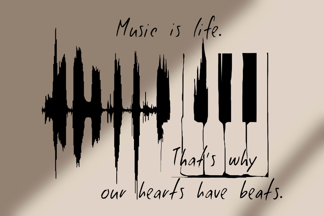 Music is Life Wall Decal Piano Keys Wall Decal Music Notes Wall Sticker ...