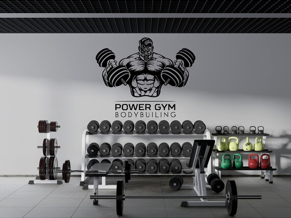 Bodybuilder With Dumbbells Wall Decal Muscle Man Decal Gym - Etsy