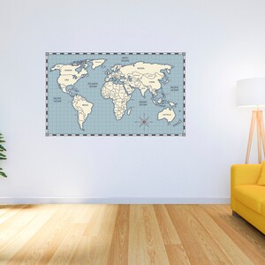 World Map With Countries Decal, World Map Wall Decal, Adventure Map ...