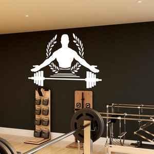 Bodybuilding Wall Decal Barbell Wall Sticker Gym Wall Decal Sport Wall ...