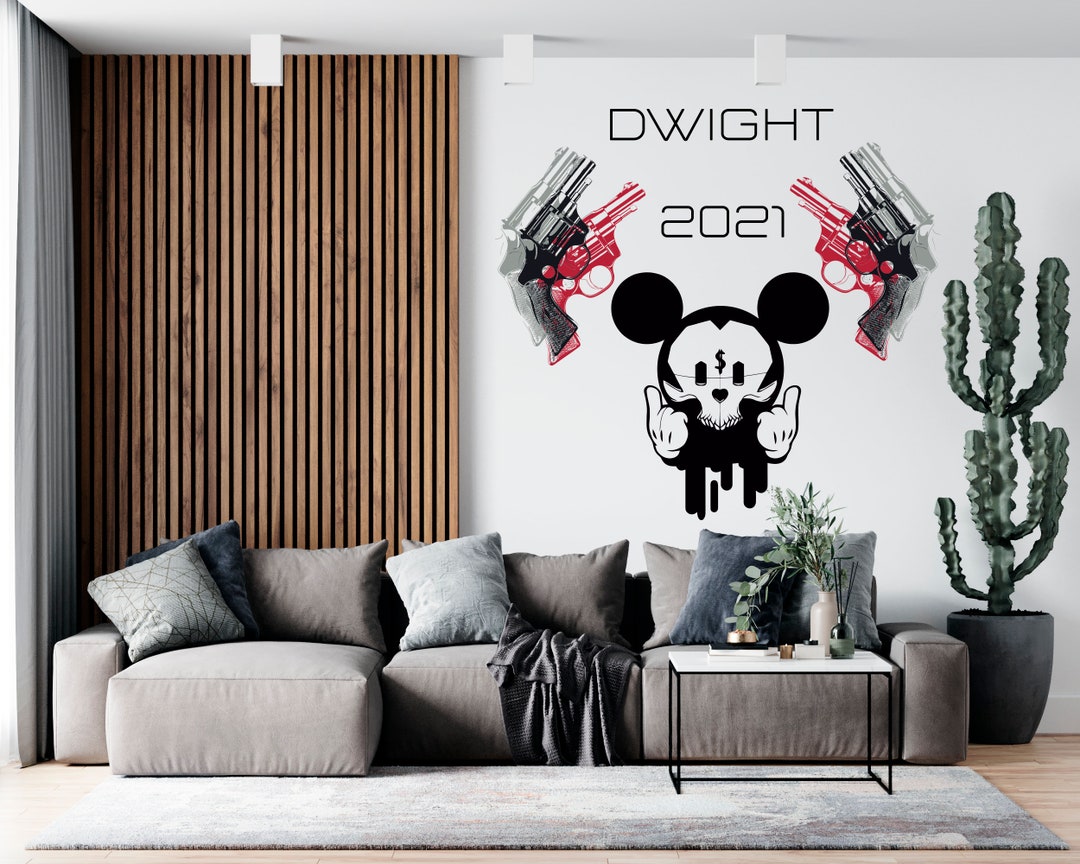 Vinyl Sticker Mickey Mouse With Guns/ Custom Name Wall Decal/ Bad ...
