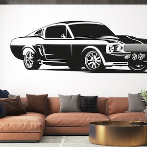 Vinyl Decal Ford Mustang Muscle Car Wall Decal Old School - Etsy