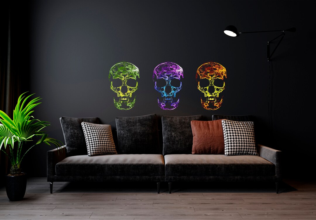 Skull Wall Decal Colored Skull Wall Decor Colored Beautiful Skull Wall ...