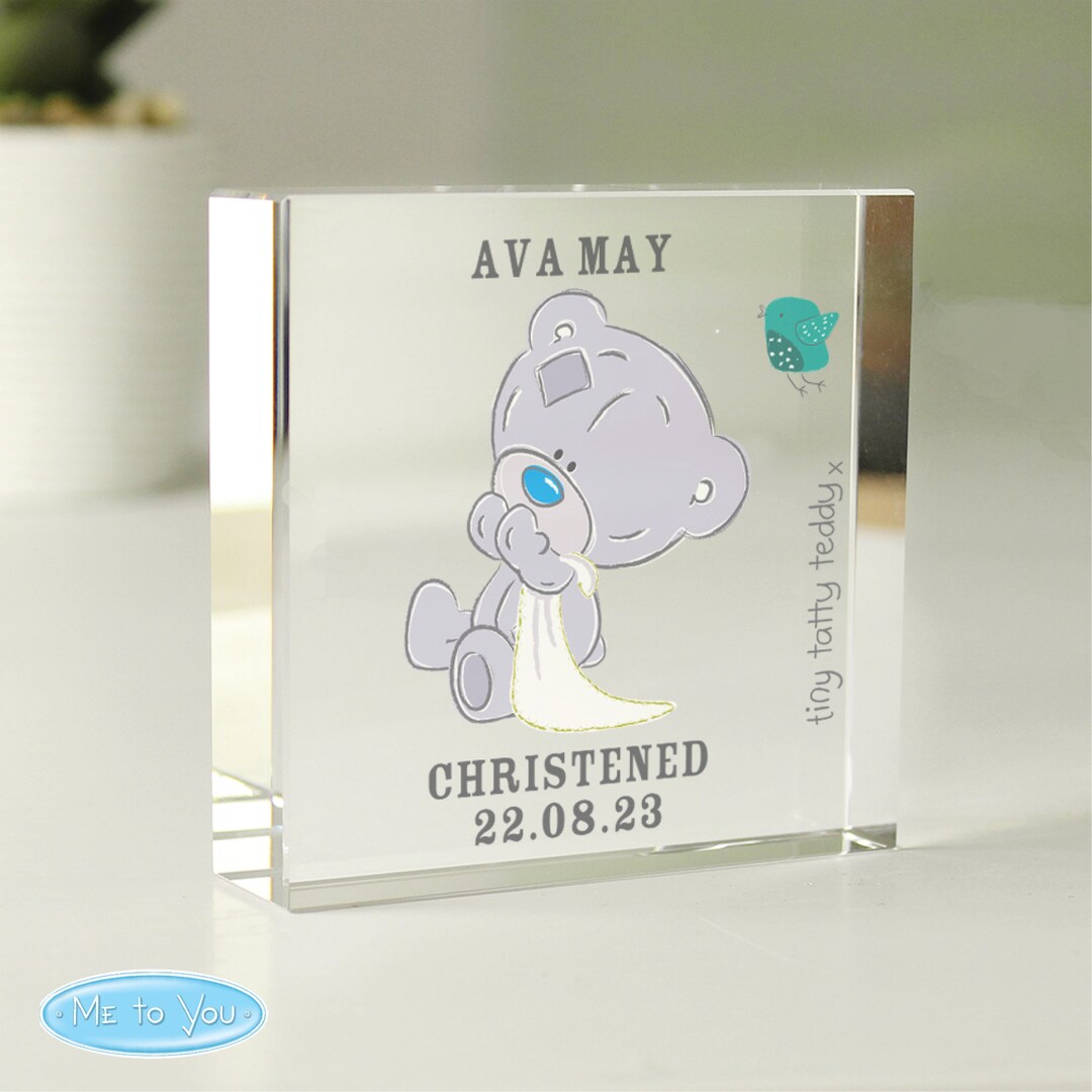 Personalised Tiny Tatty Teddy Christening Crystal Token - Baby Shower ...