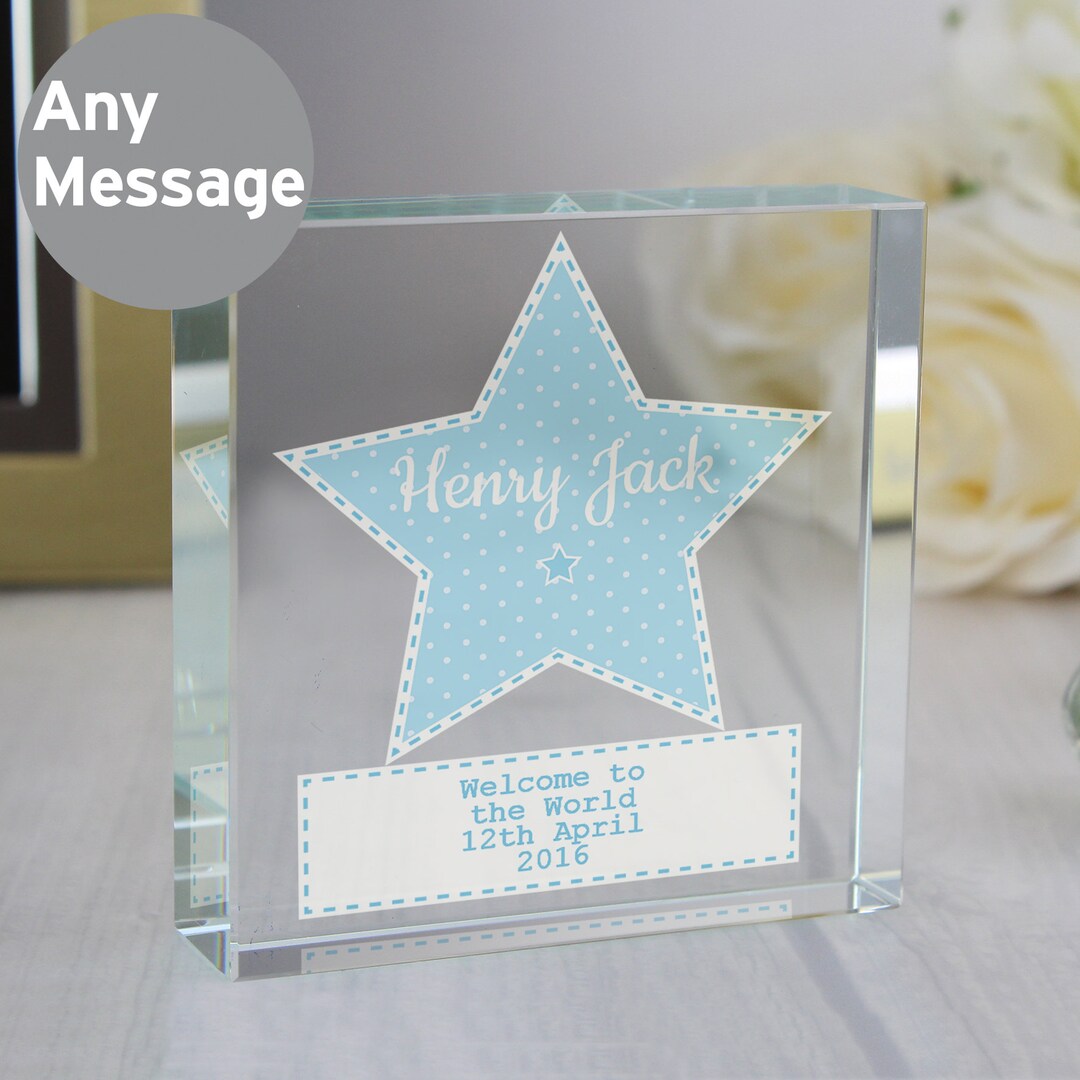 Personalised Stitch & Dot Baby Boy Crystal Token - Baby Shower Gift ...