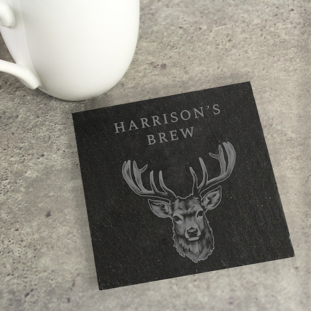Personalised Stag Slate Coaster - Perfect Home Bar Gift - Birthday Gift ...