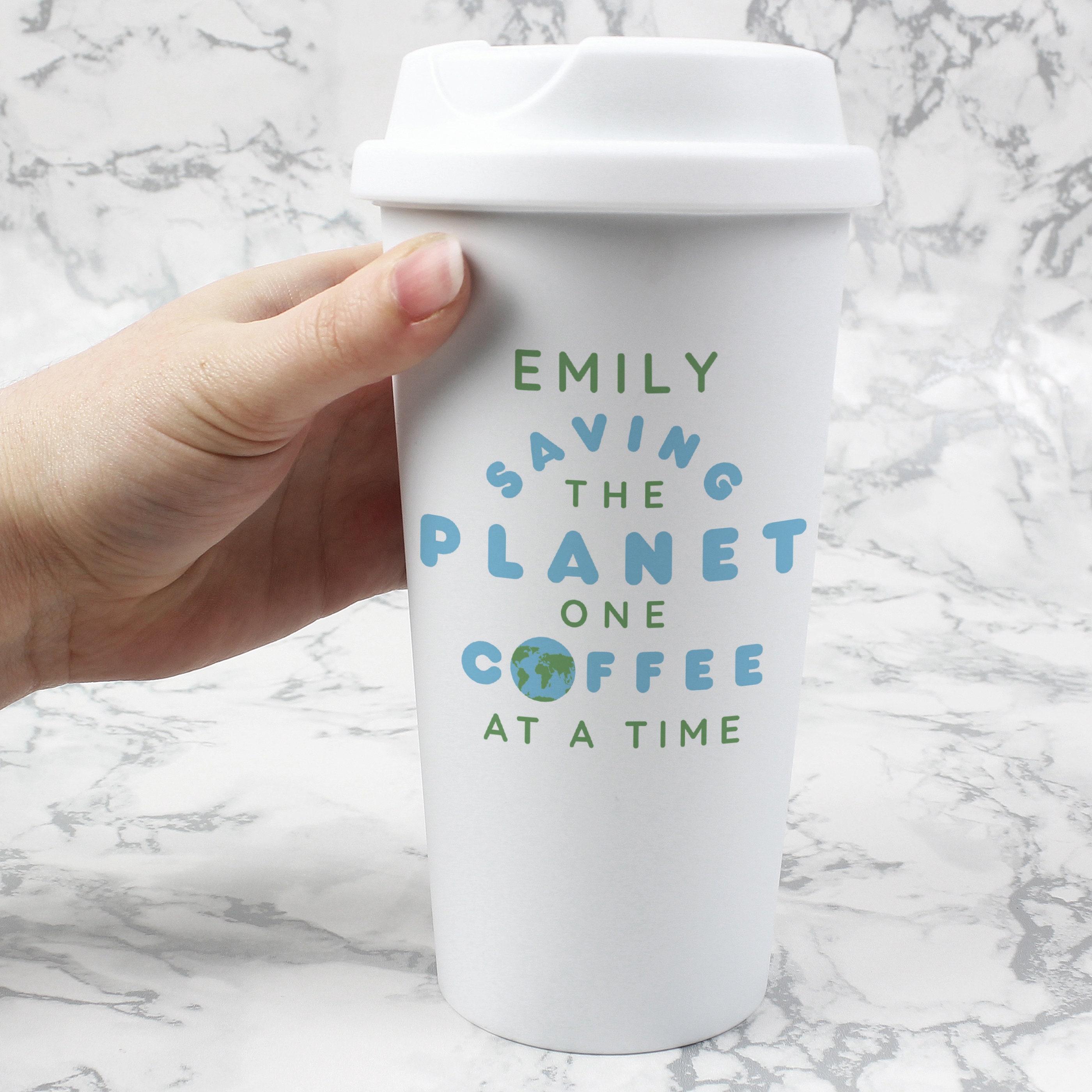 Personalised 'saving the Planet' Insulated Reusable Eco Travel Cup ...