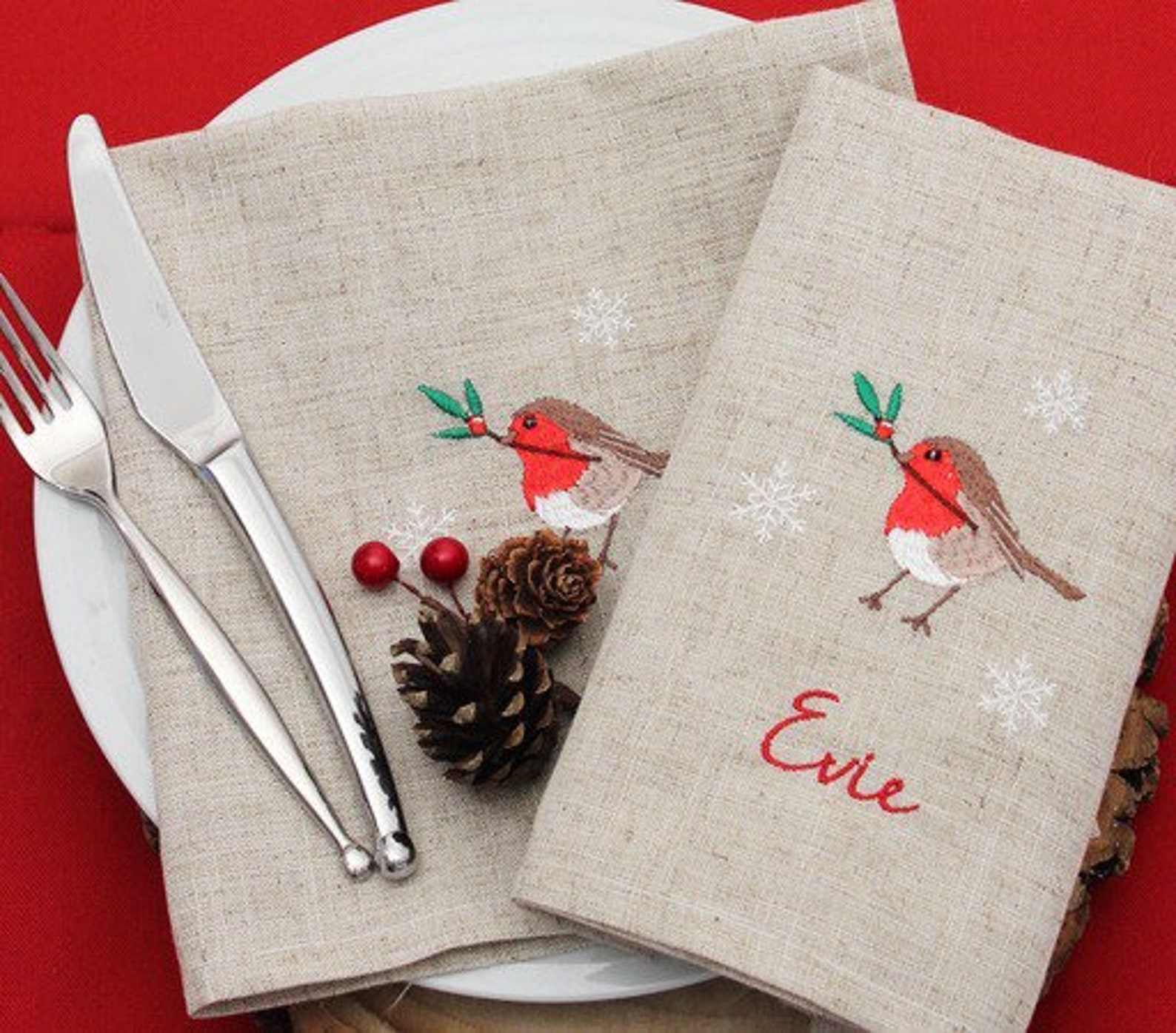 Peggy Wilkins Personalised Embroidery Robin Festive Christmas - Etsy