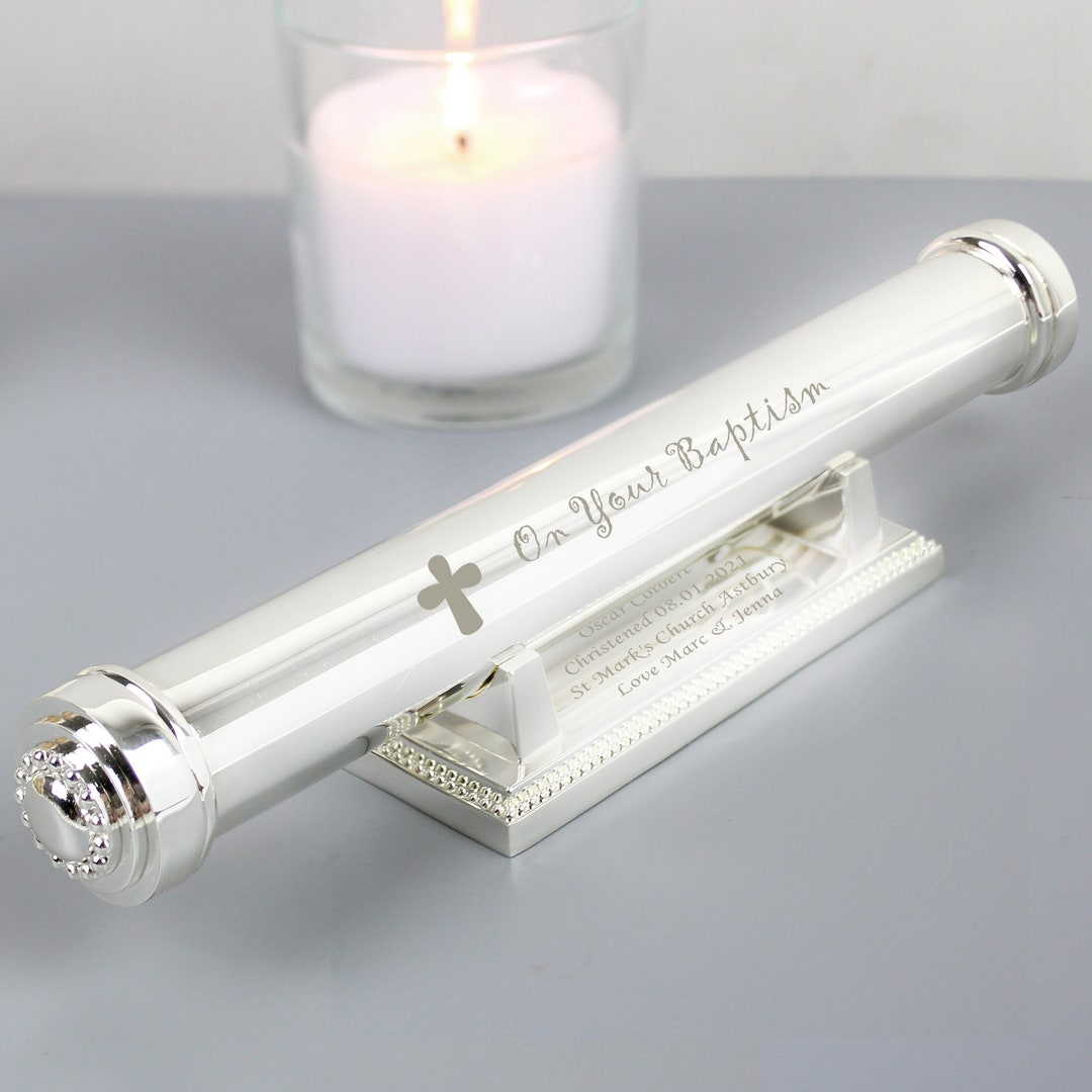 Personalised Baptism Silver Plated Certificate Holder - Perfect for ...