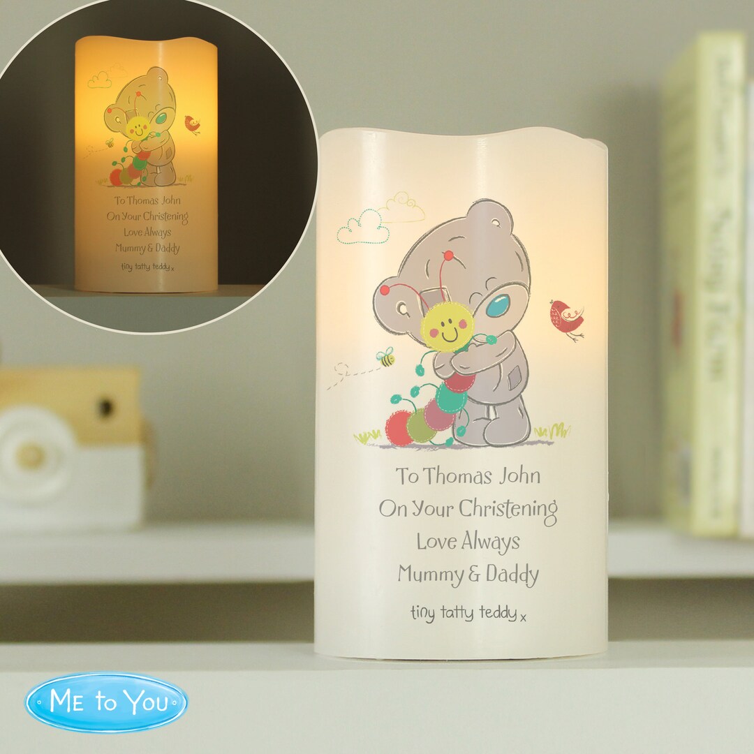 Personalised Tiny Tatty Teddy Cuddle Bug Nightlight LED Candle ...