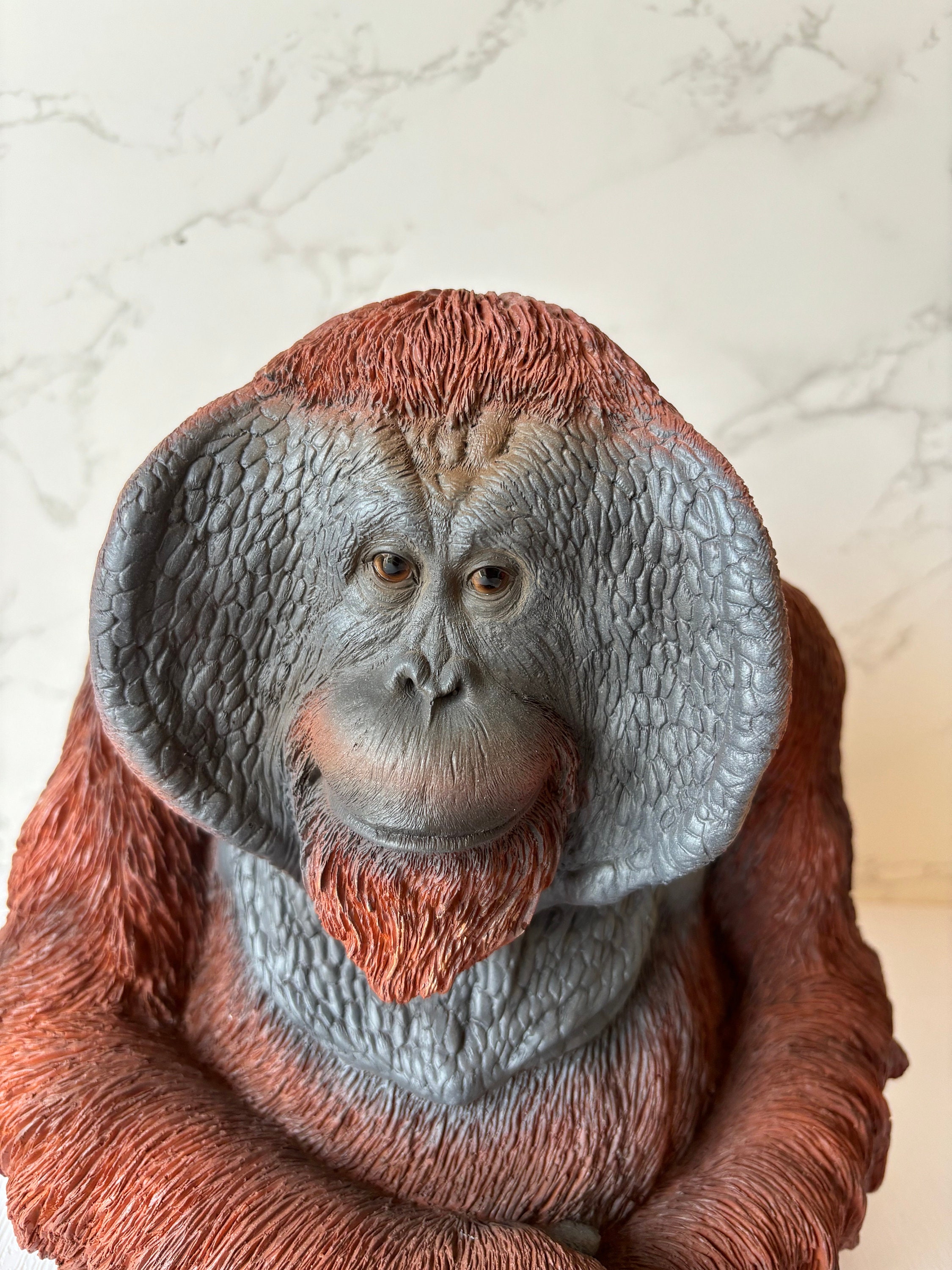 Vivid Arts Real Life Sitting Orangutan Ornament Sculpture 25cm Tall ...