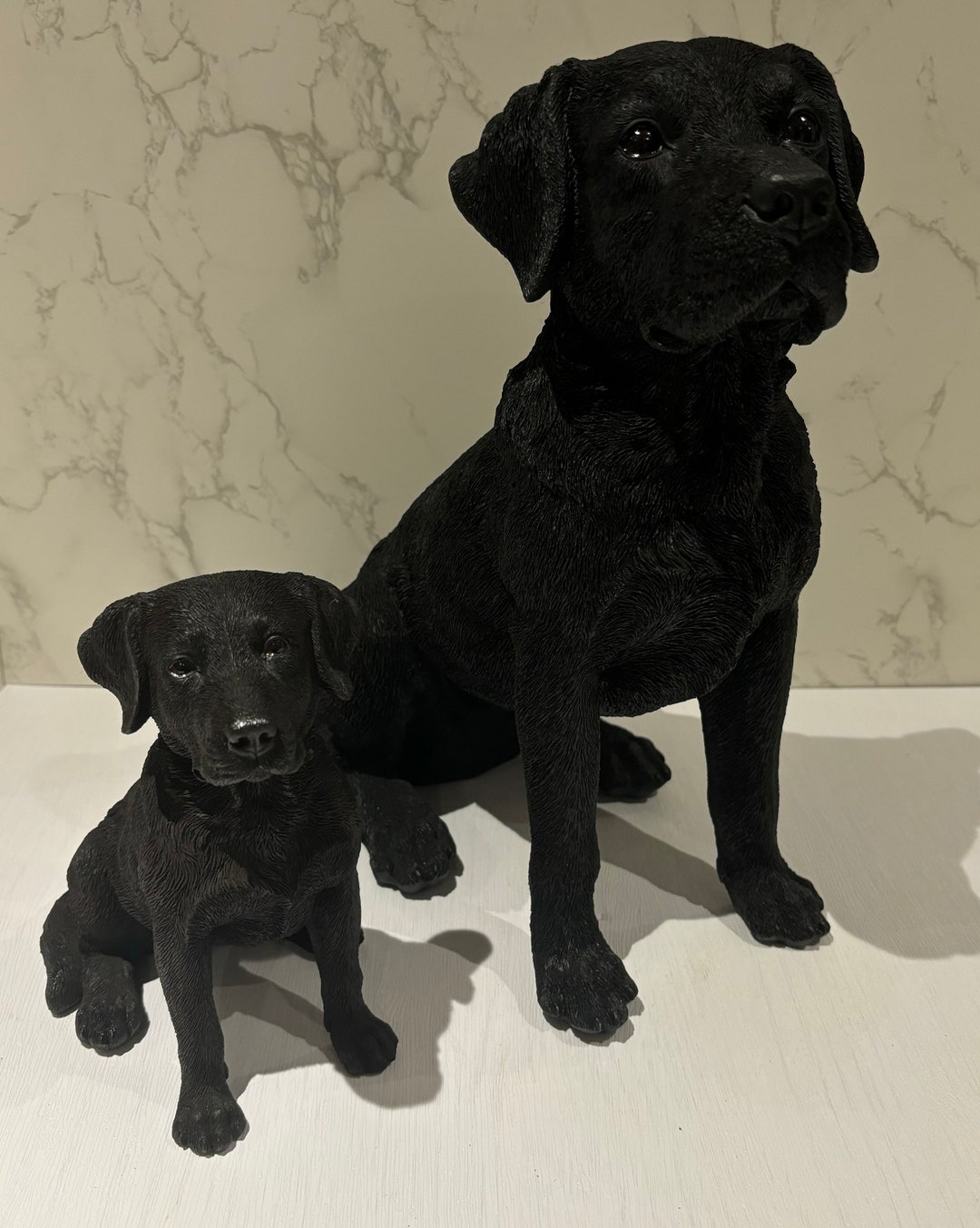 Vivid Arts 2 Sizes Available Real Life Sitting Black Labrador Resin ...