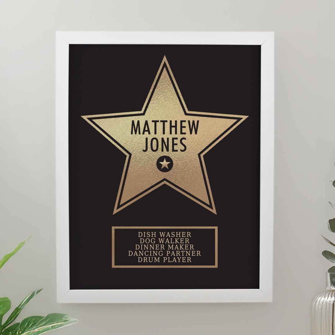 Personalised Star Award White Poster Frame - Perfect Birthday Gift ...