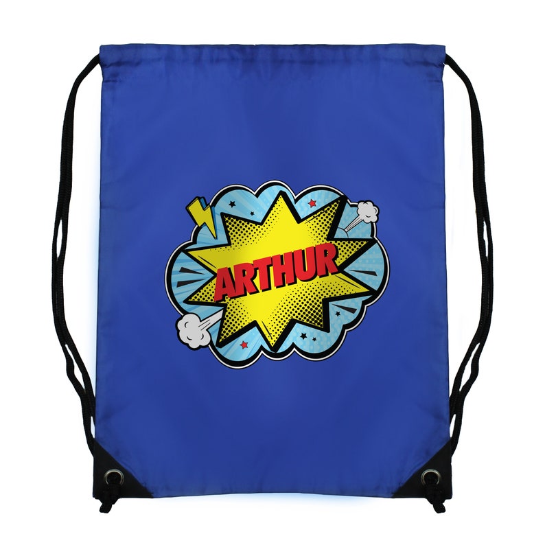 Personalised Blue School Draw String Bag, Swim Bag, Superhero Design - Etsy