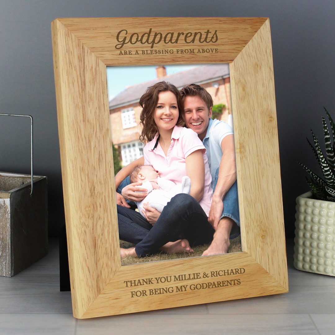 Personalised Godparents 5x7 Wooden Photo Frame - Perfect New Born Gift ...