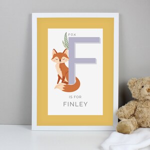 Personalised Animal Alphabet A3 White Framed Print - Perfect Baby ...