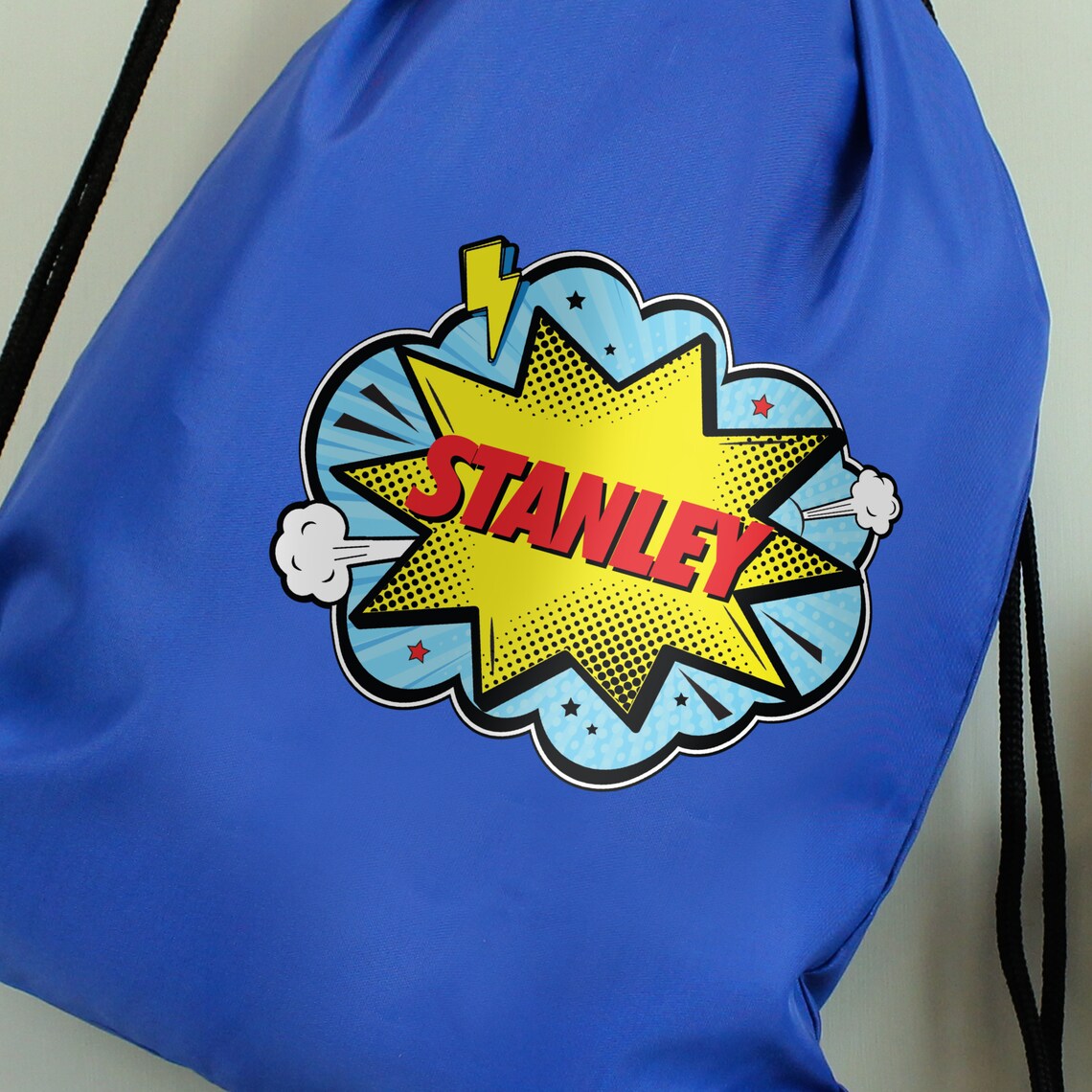 Personalised Blue School Draw String Bag, Swim Bag, Superhero Design - Etsy