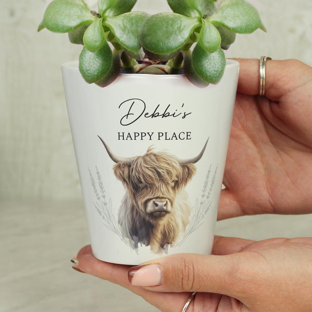 Personalised Highland Cow Plant Pot - Perfect Birthday Gift - Home ...