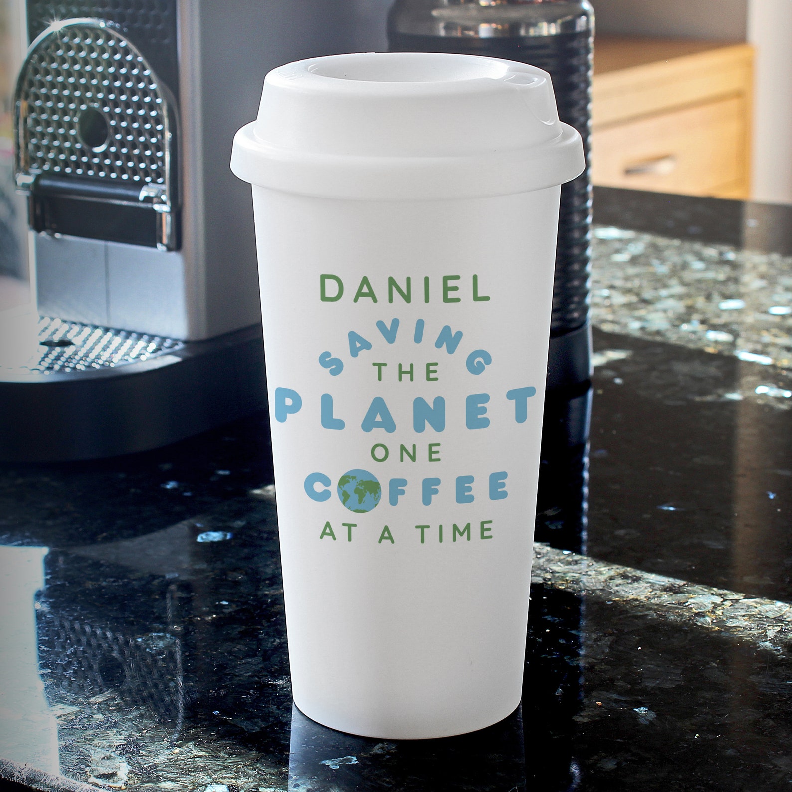 Personalised 'saving the Planet' Insulated Reusable Eco Travel Cup ...