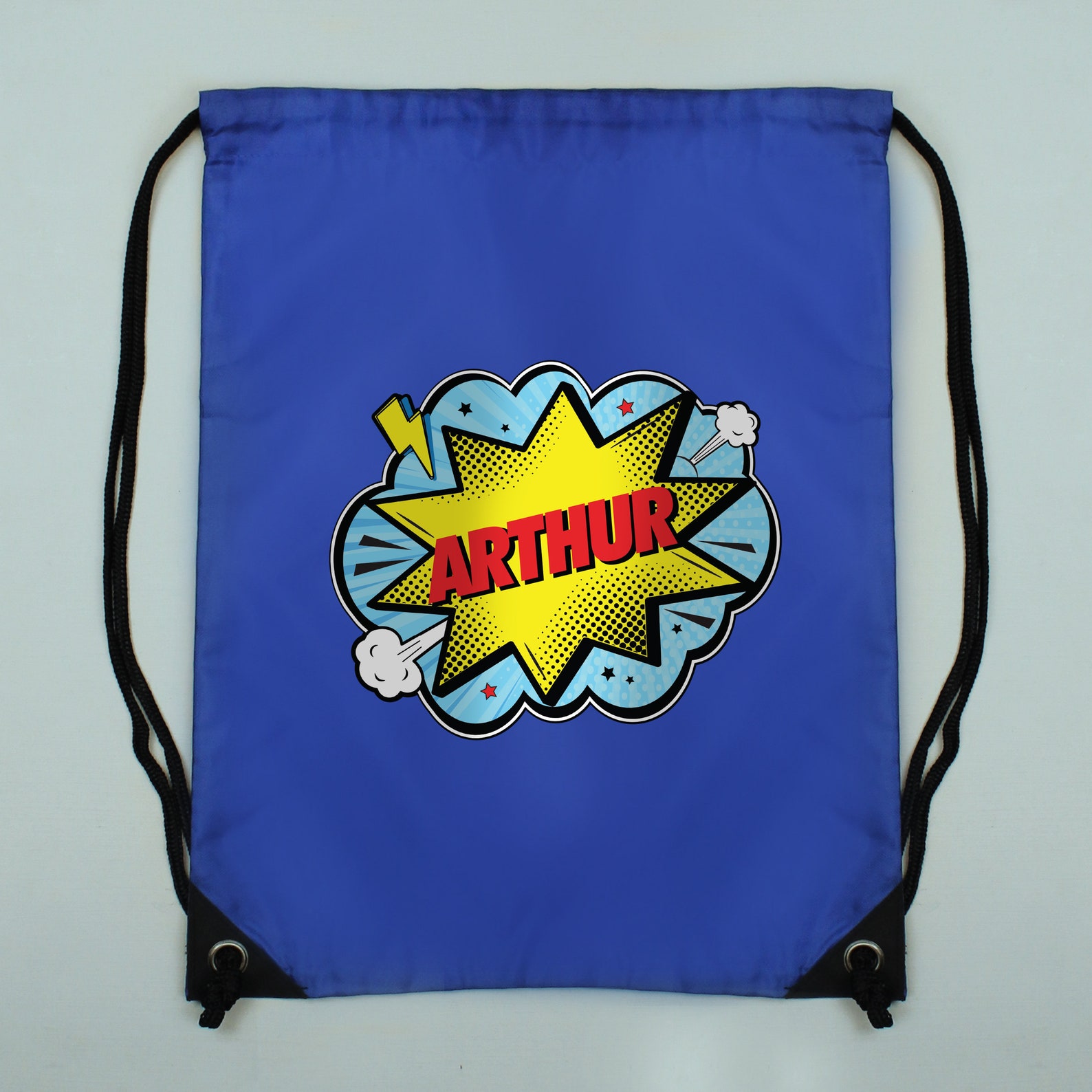 Personalised Blue School Draw String Bag, Swim Bag, Superhero Design - Etsy