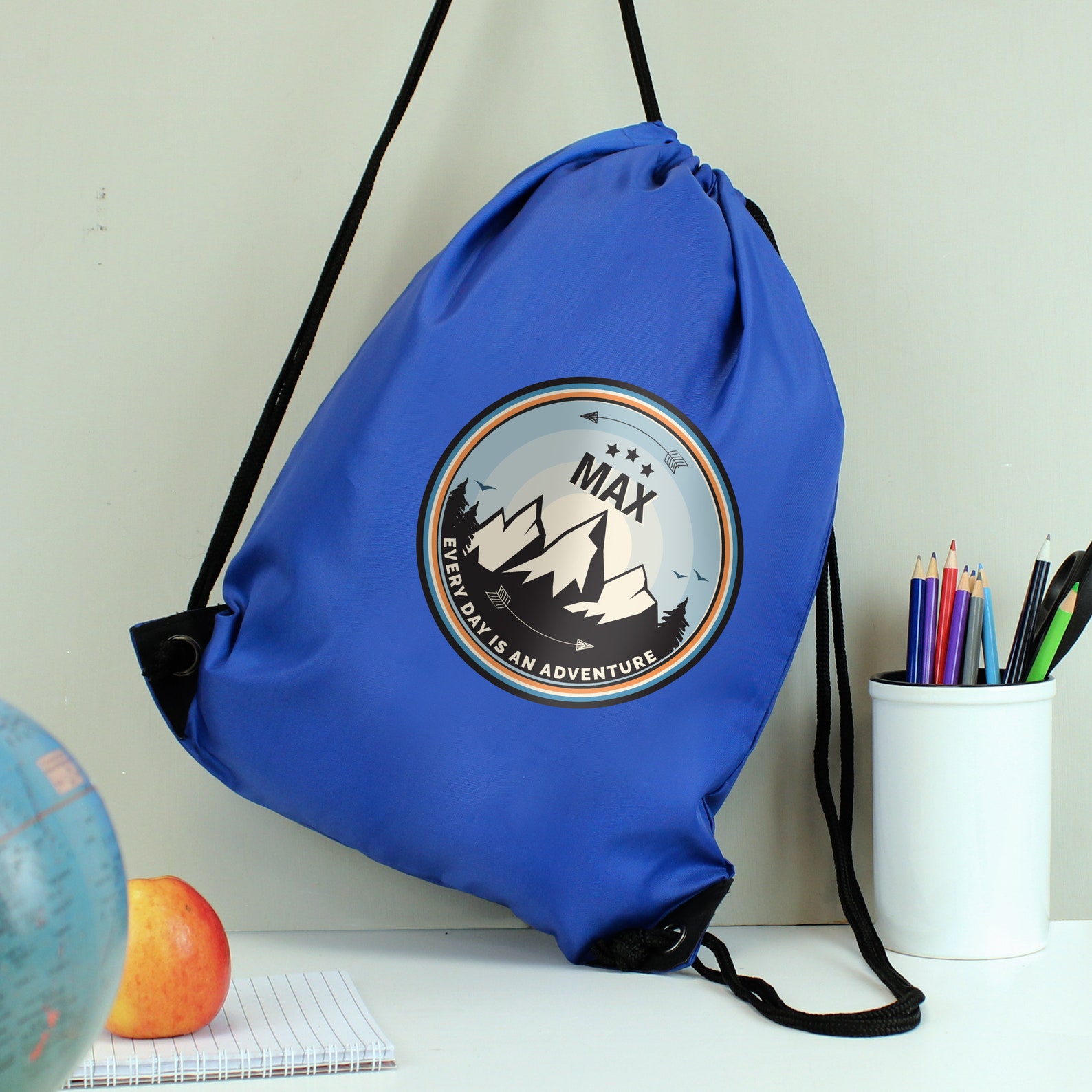 Personalised Blue School Draw String Bag, Swim Bag, Adventure Design - Etsy